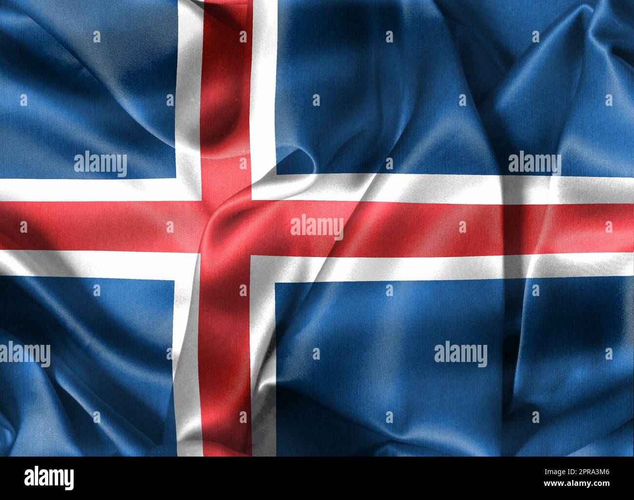3D-Illustration of a Iceland flag - realistic waving fabric flag Stock ...