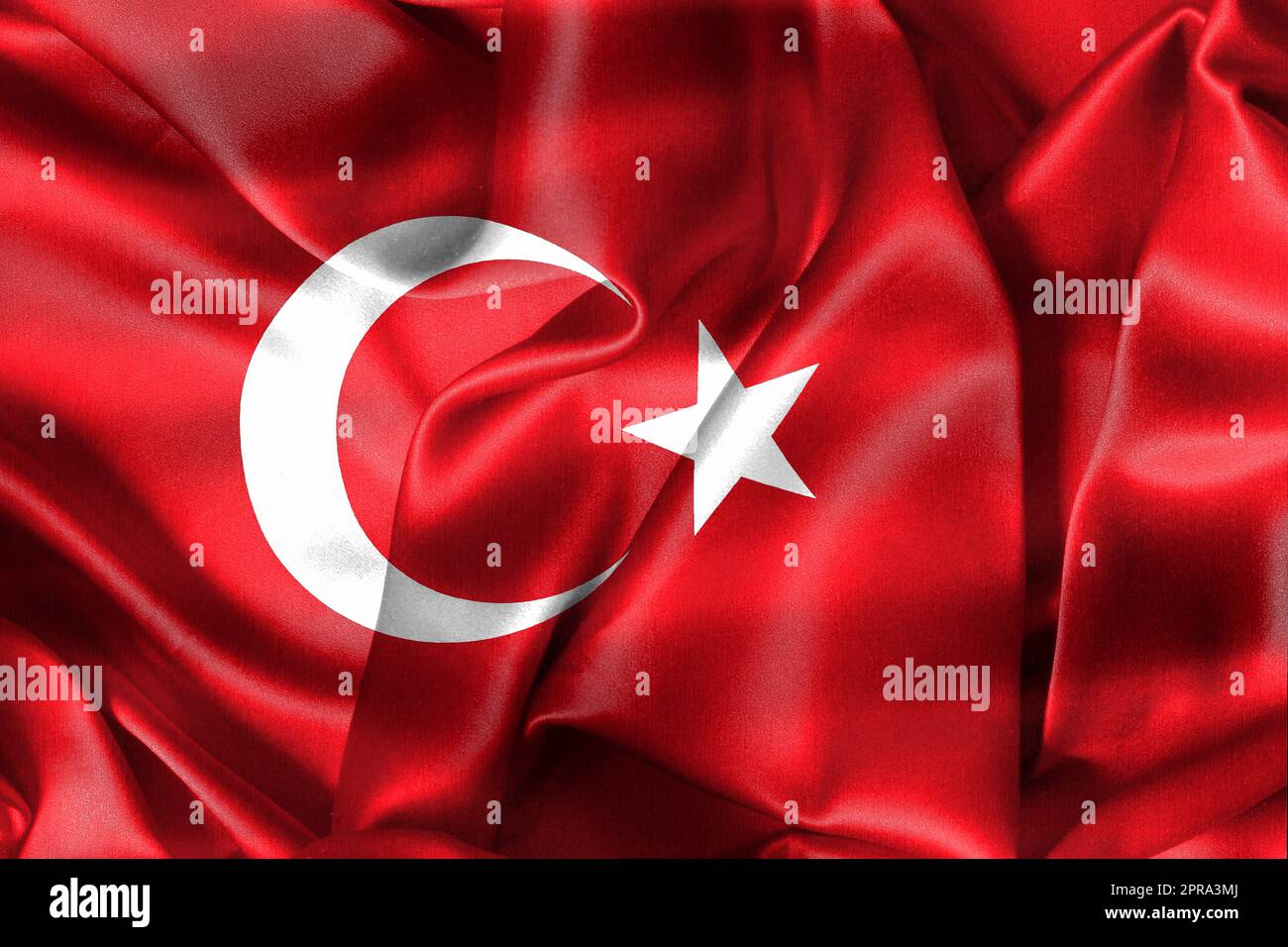 3D-Illustration of a Turkey flag - realistic waving fabric flag Stock ...