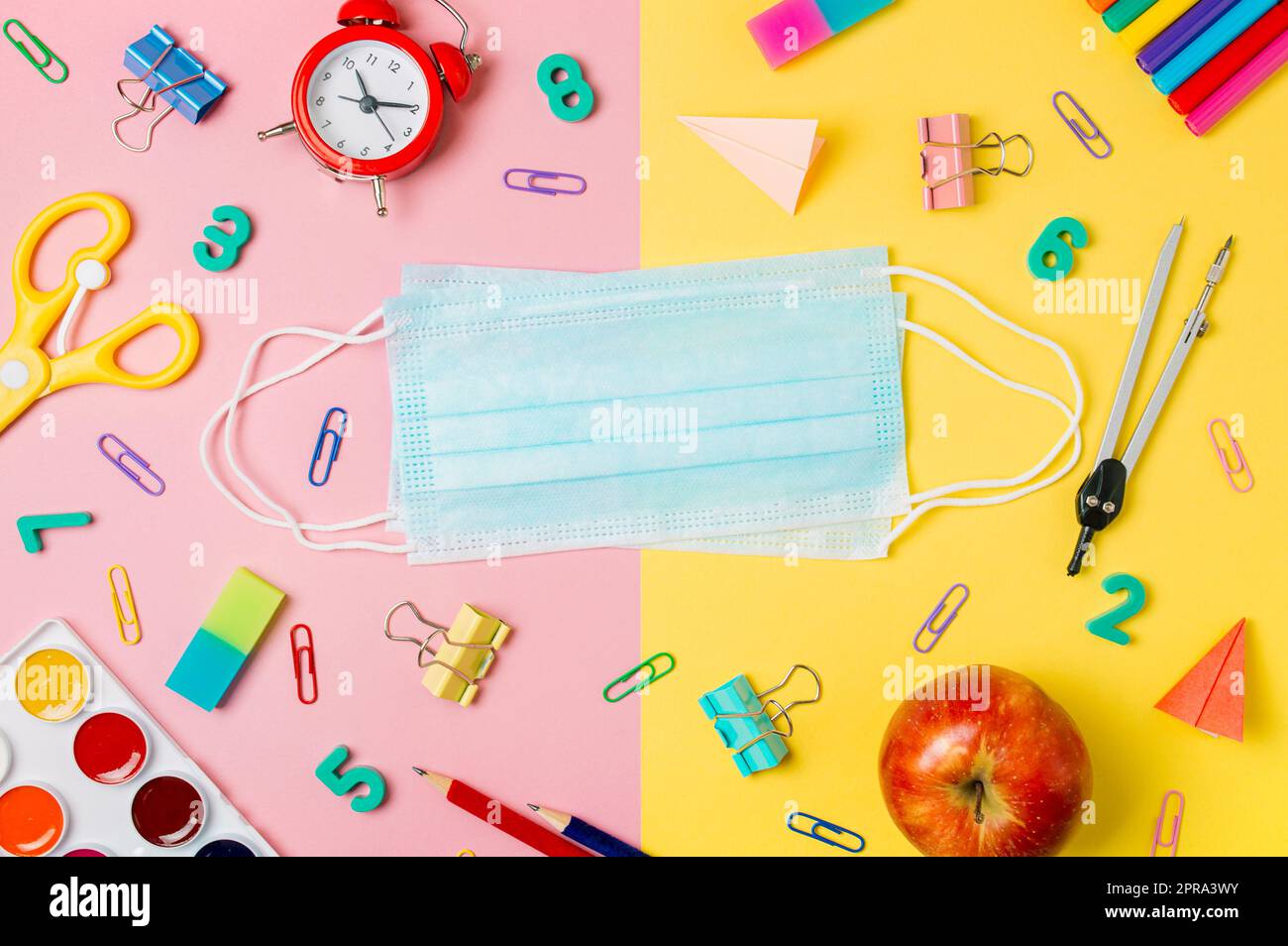Vertical flat lay school hi-res stock photography and images - Alamy