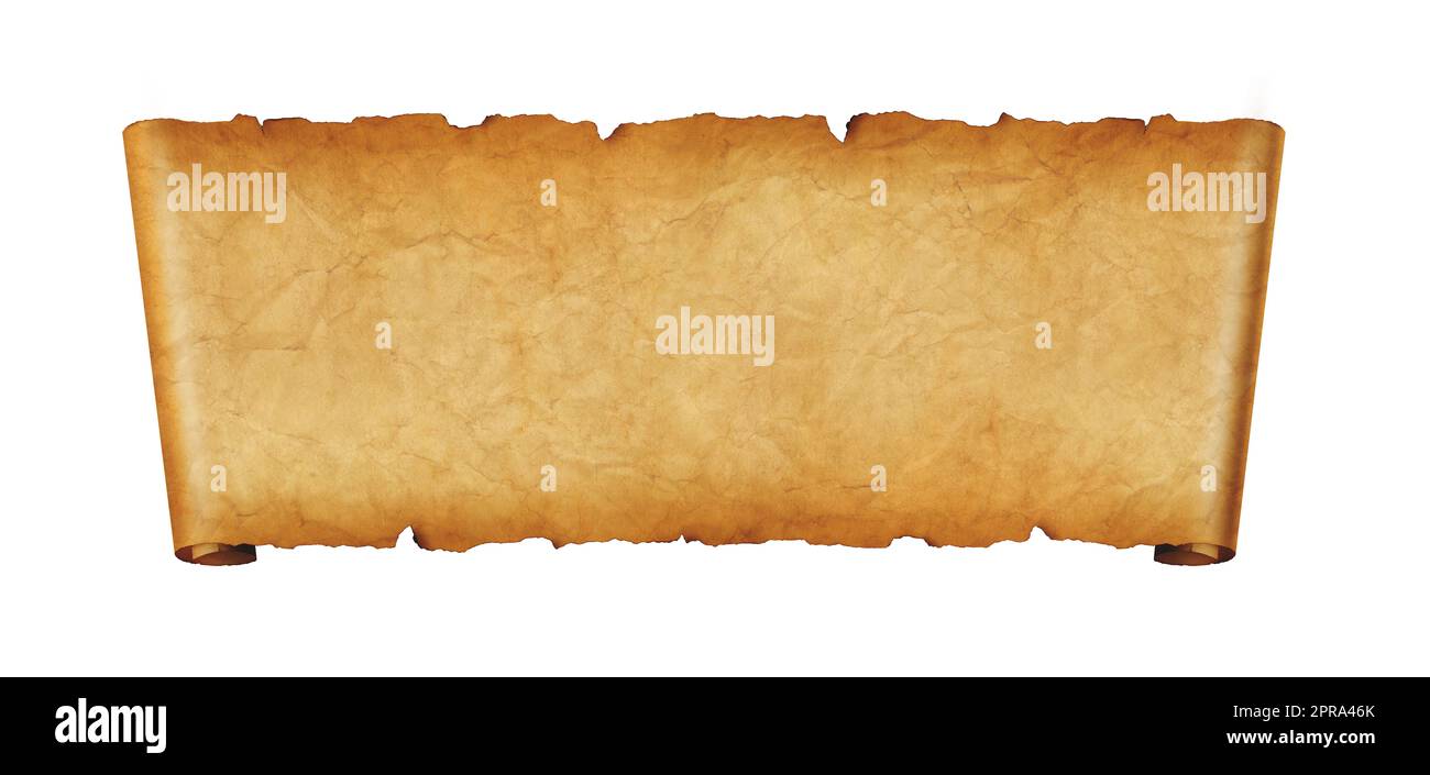 Old paper horizontal banner. Parchment scroll isolated on white Stock ...