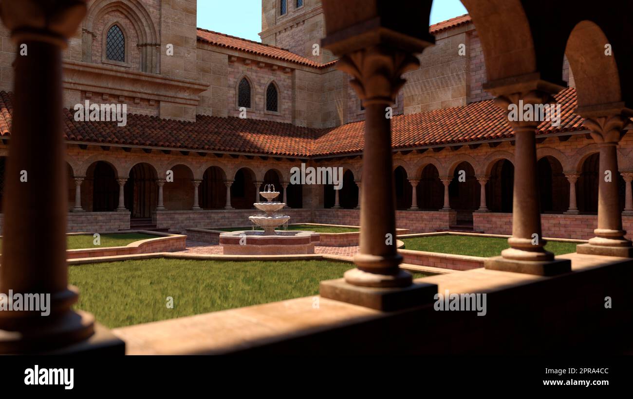 3D rendering of a medieval castle outside Stock Photo - Alamy