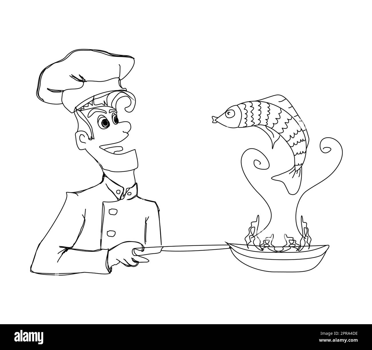 A chef is frying fish Stock Photo - Alamy