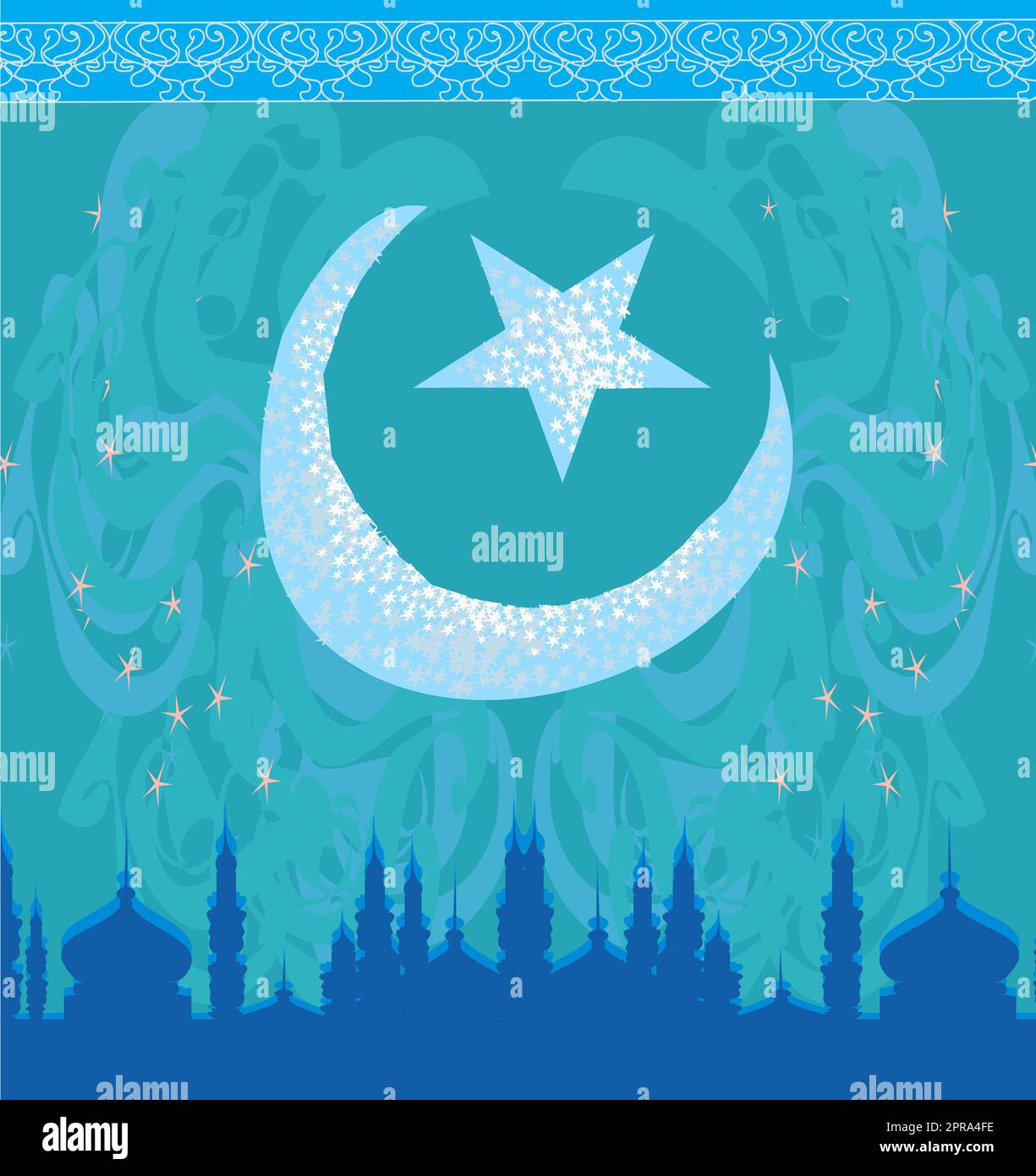 artistic pattern background with moon and mosque Stock Photo - Alamy