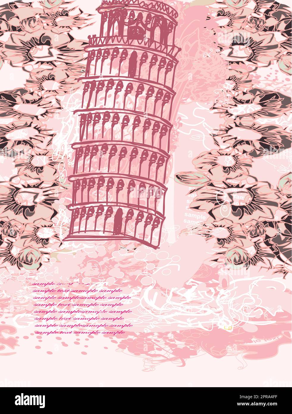 vintage vector pisa tower background Stock Photo - Alamy