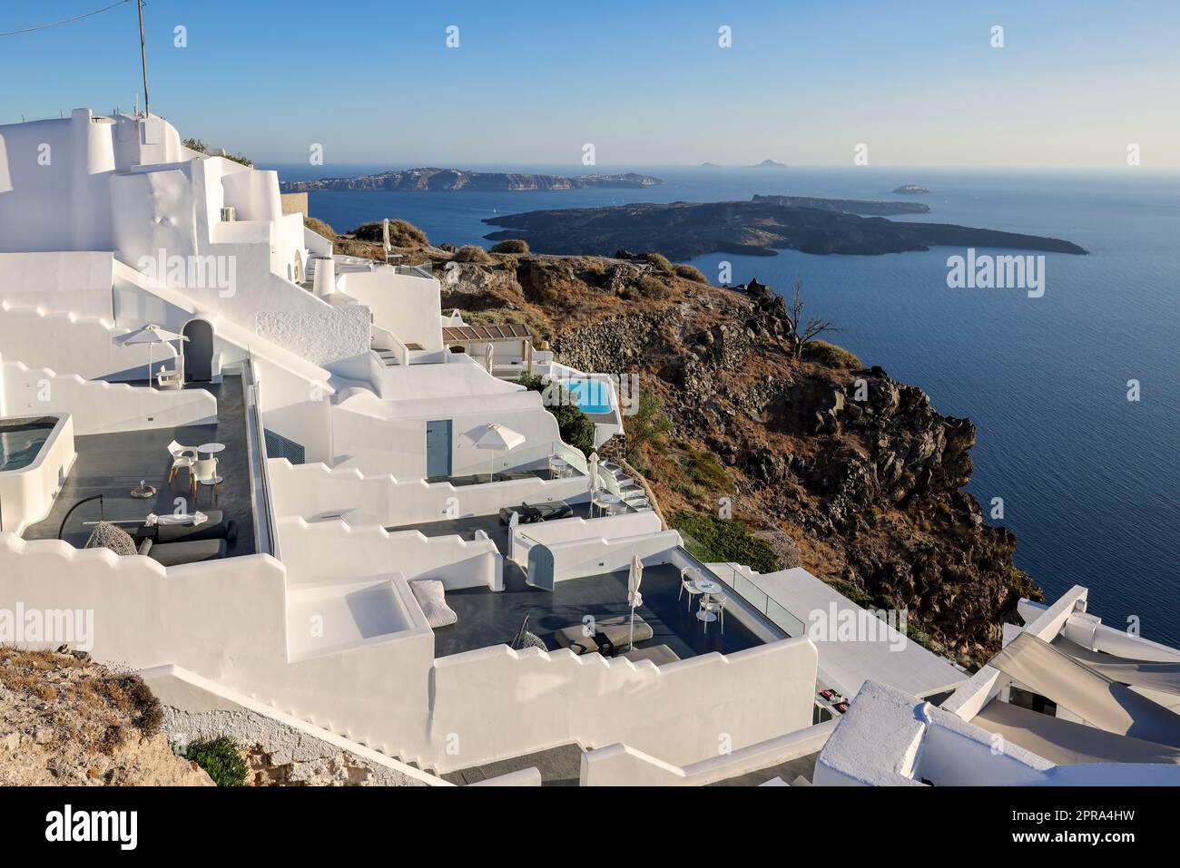 Whitewashed houses with terraces and pools and a beautiful view in ...
