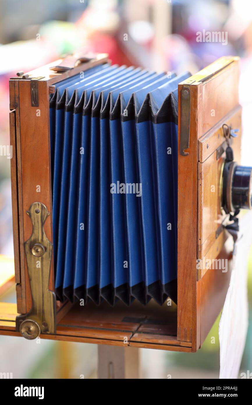 A detail of a bellows camera, or plate chambera. Here, coated glass ...