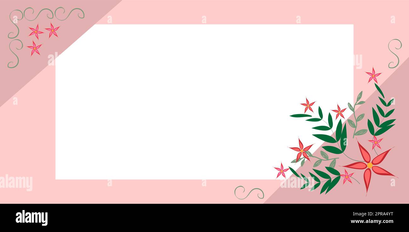 Frame With Leaves And Flowers Around And Important Announcements Inside ...