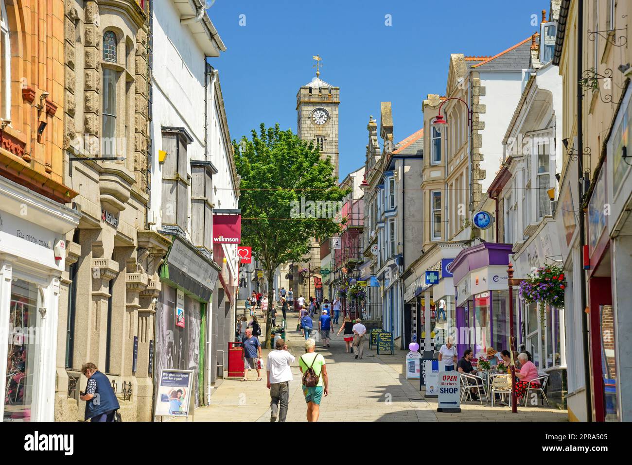 Pedestrianised Fore Street, Redruth, Cornwall, England, United Kingdom ...