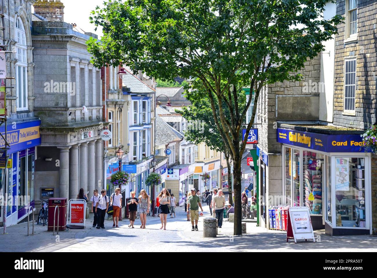 Pedestrianised Fore Street, Redruth, Cornwall, England, United Kingdom ...