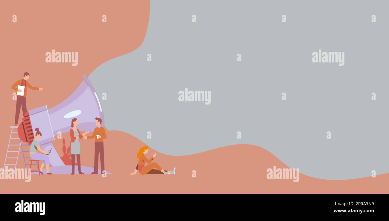 Group Of People Drawing Holding Their Megaphones Talking And Sharing ...