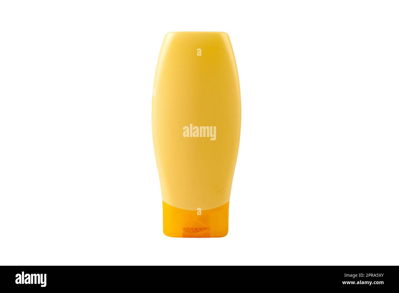 One single new clean blank generic yellow shampoo bottle, object ...