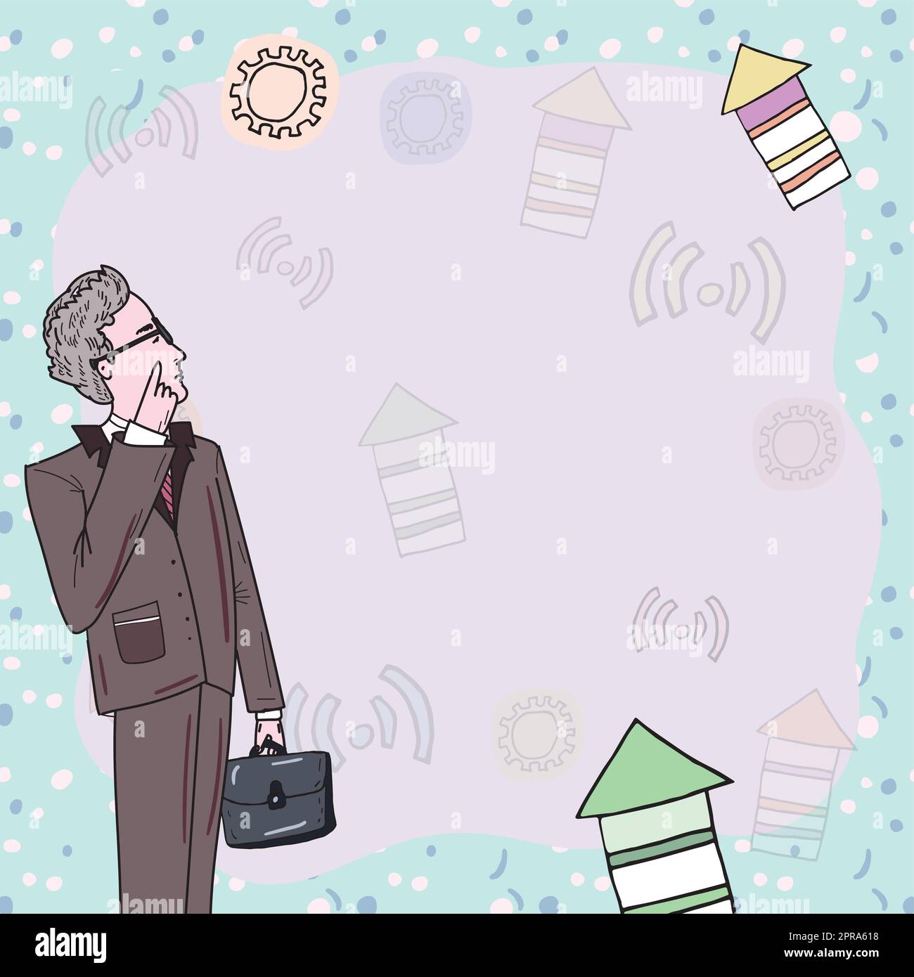 Professor In Suit Presenting Important Messages. Teacher With Glasses ...