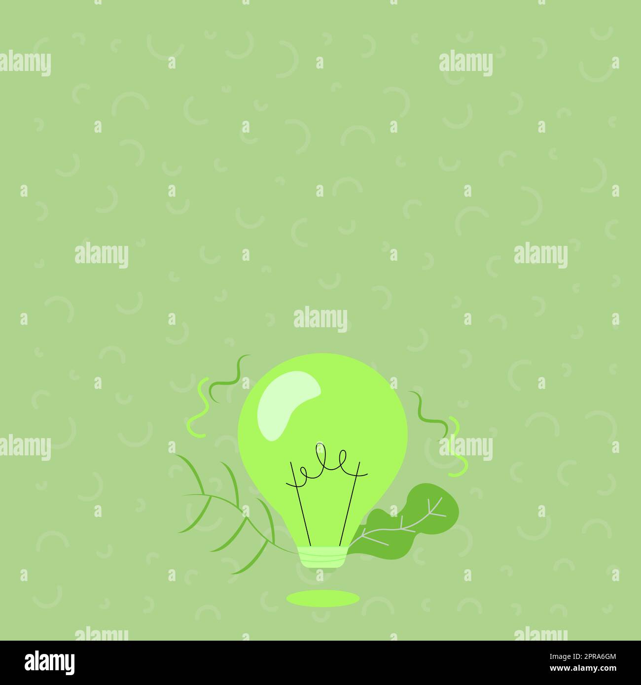 Illuminated Light Bulb Drawing With Plants Shell Showing Technology ...