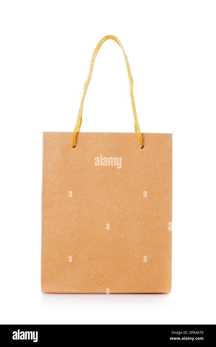 Empty cardboard craft bag on a white background Stock Photo - Alamy