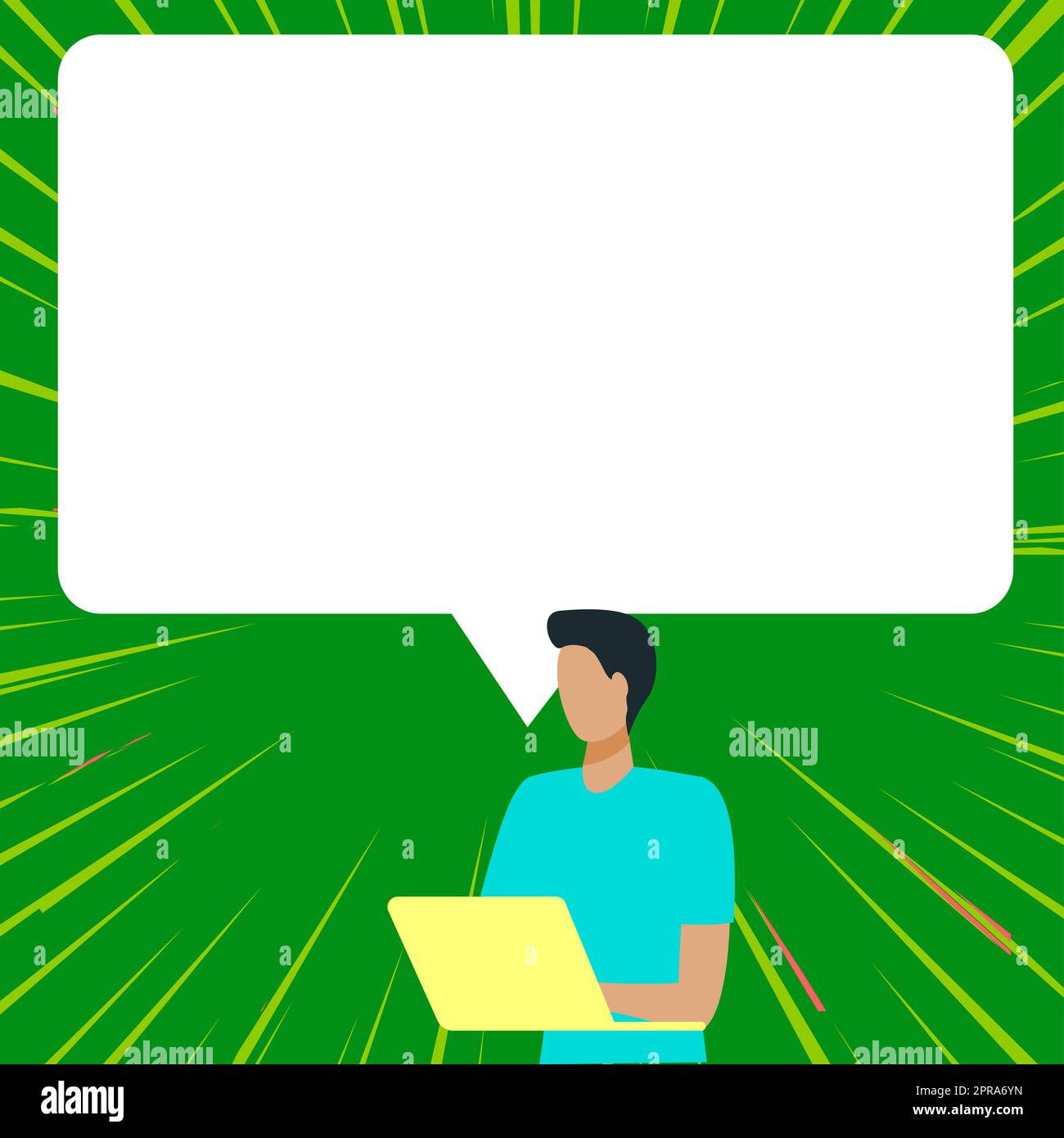 Presenter With Conversation Bubble Showing New Announcement. Colleague Speech Balloon Presenting ...