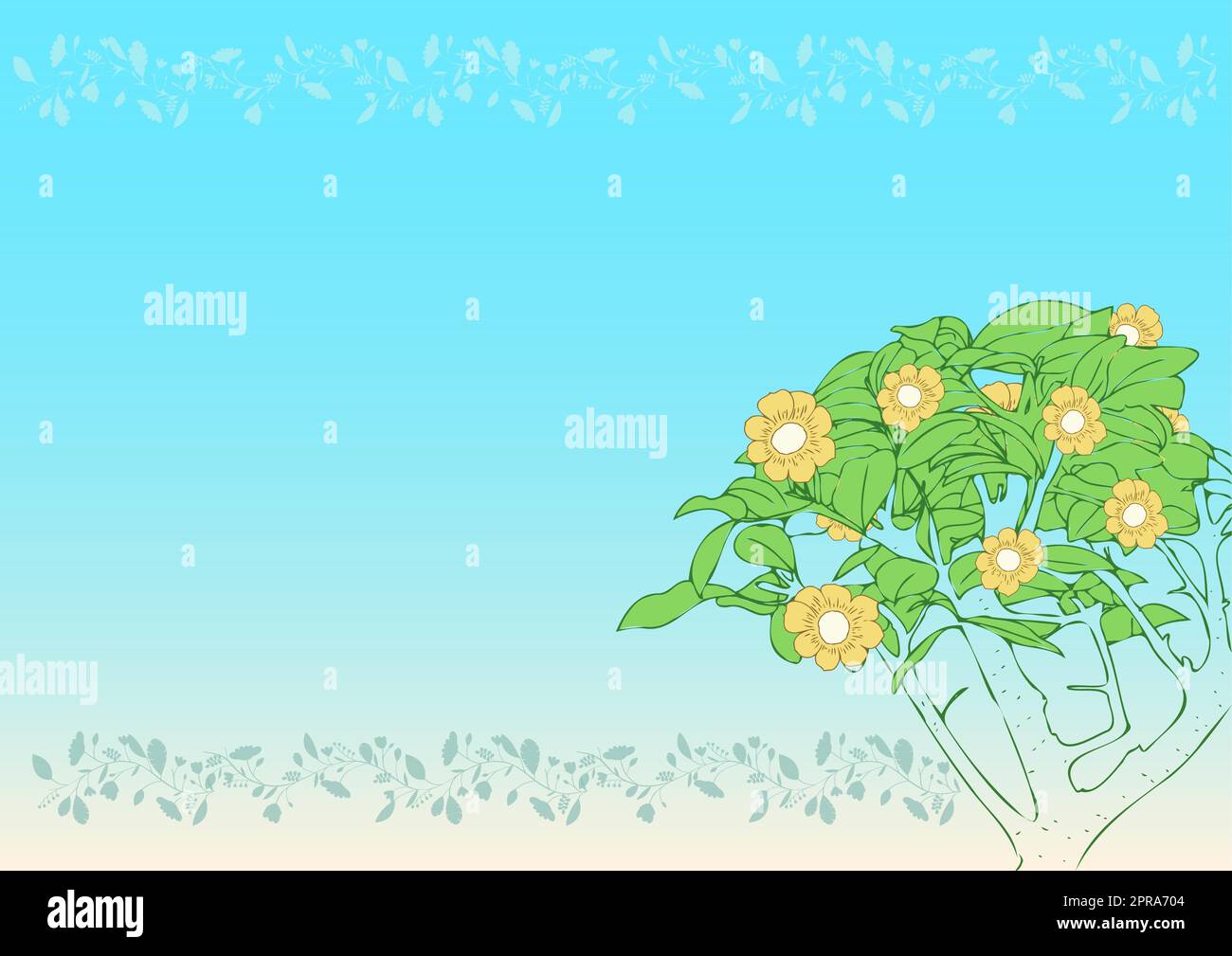 Blank Frame Decorated With Abstract Modernized Forms Flowers And ...