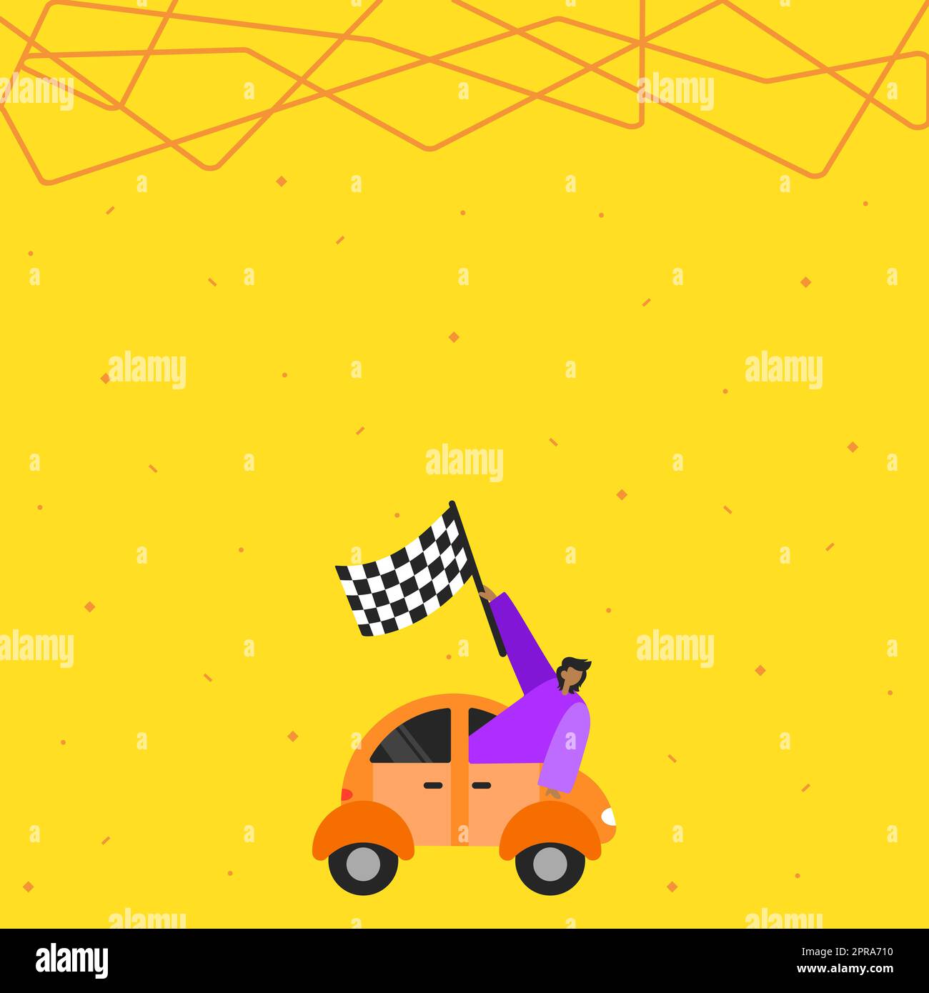 Businessman Waving Banner From Vehicle Racing Towards Successful Future ...