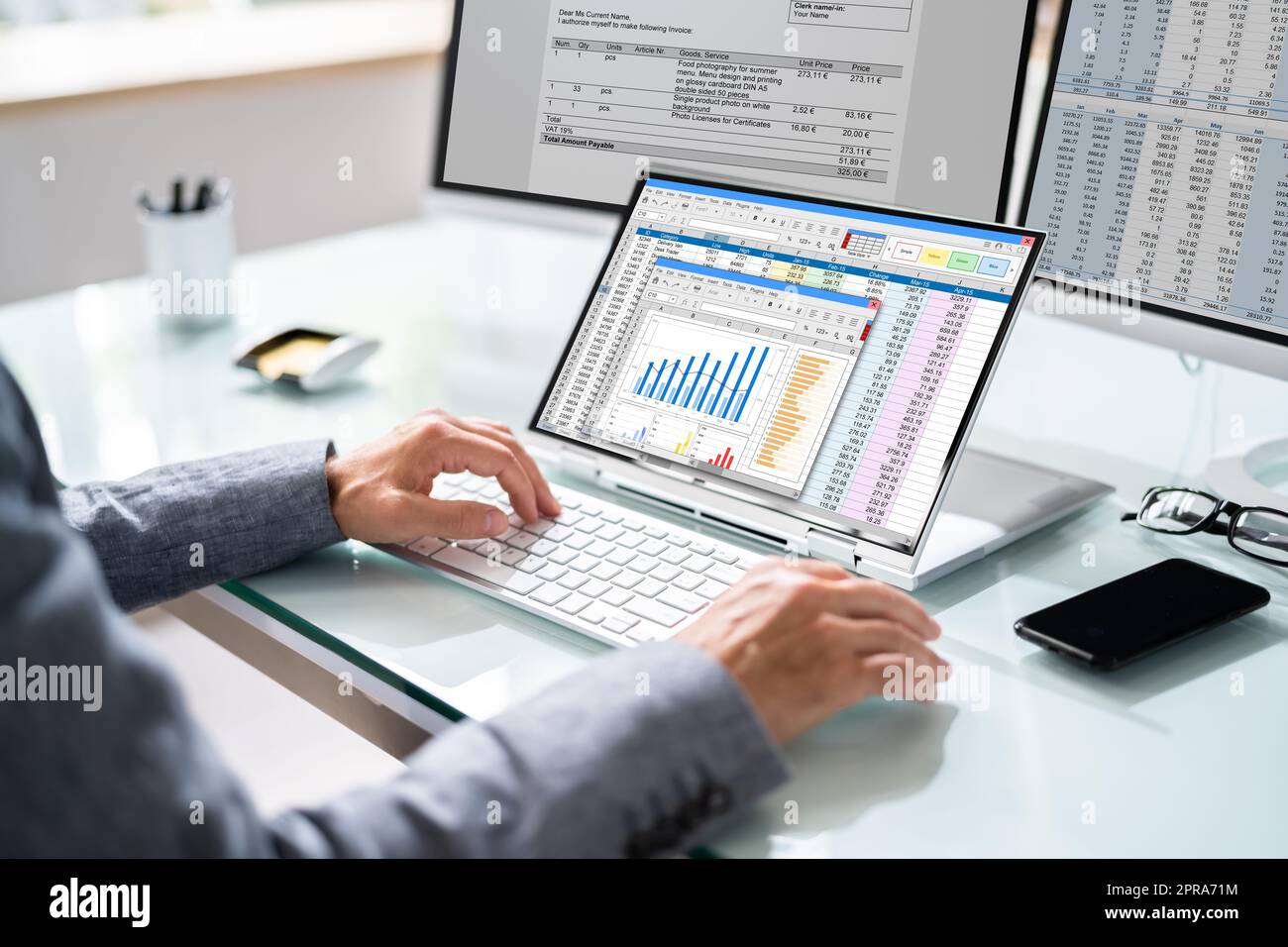 Electronic Spreadsheet Analyst Or Auditor Using Software Stock Photo ...