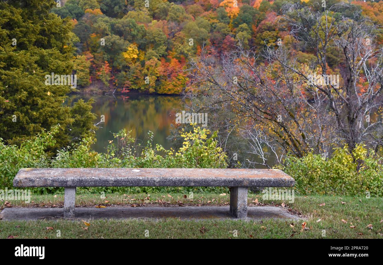 Bench faces the Holston River at Fort Patrick Henry Dam in Kingsport ...