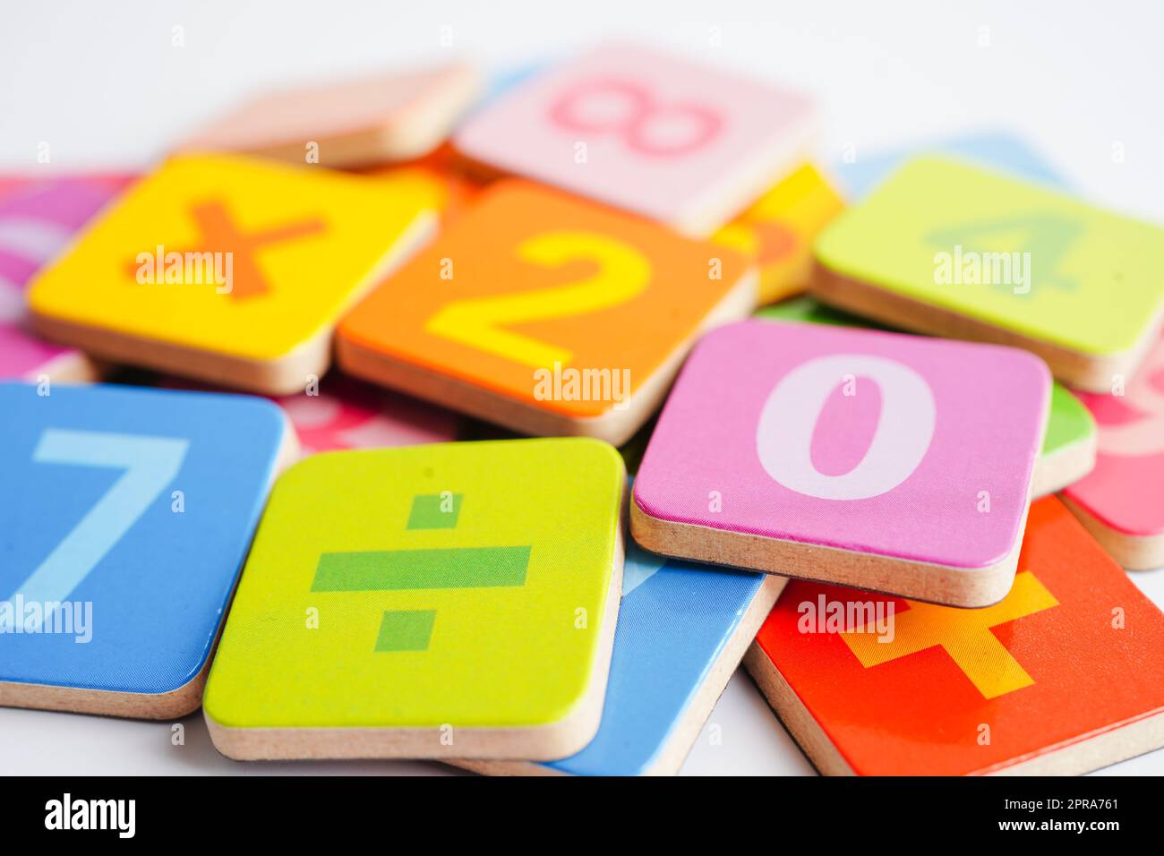 Number wood block cubes for learning Mathematic, education math concept ...