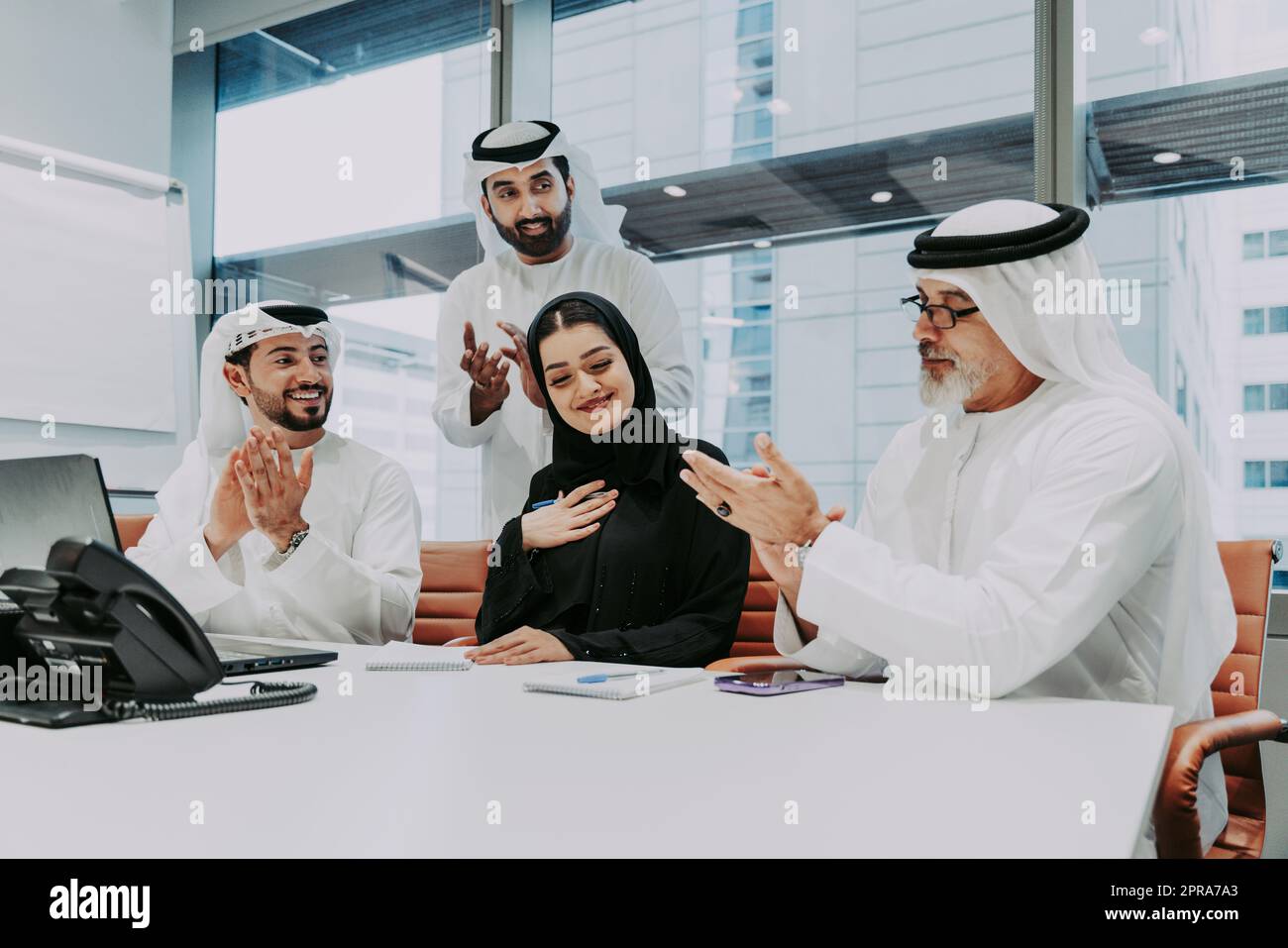 Group of middle-eastern corporate business people wearing traditional ...