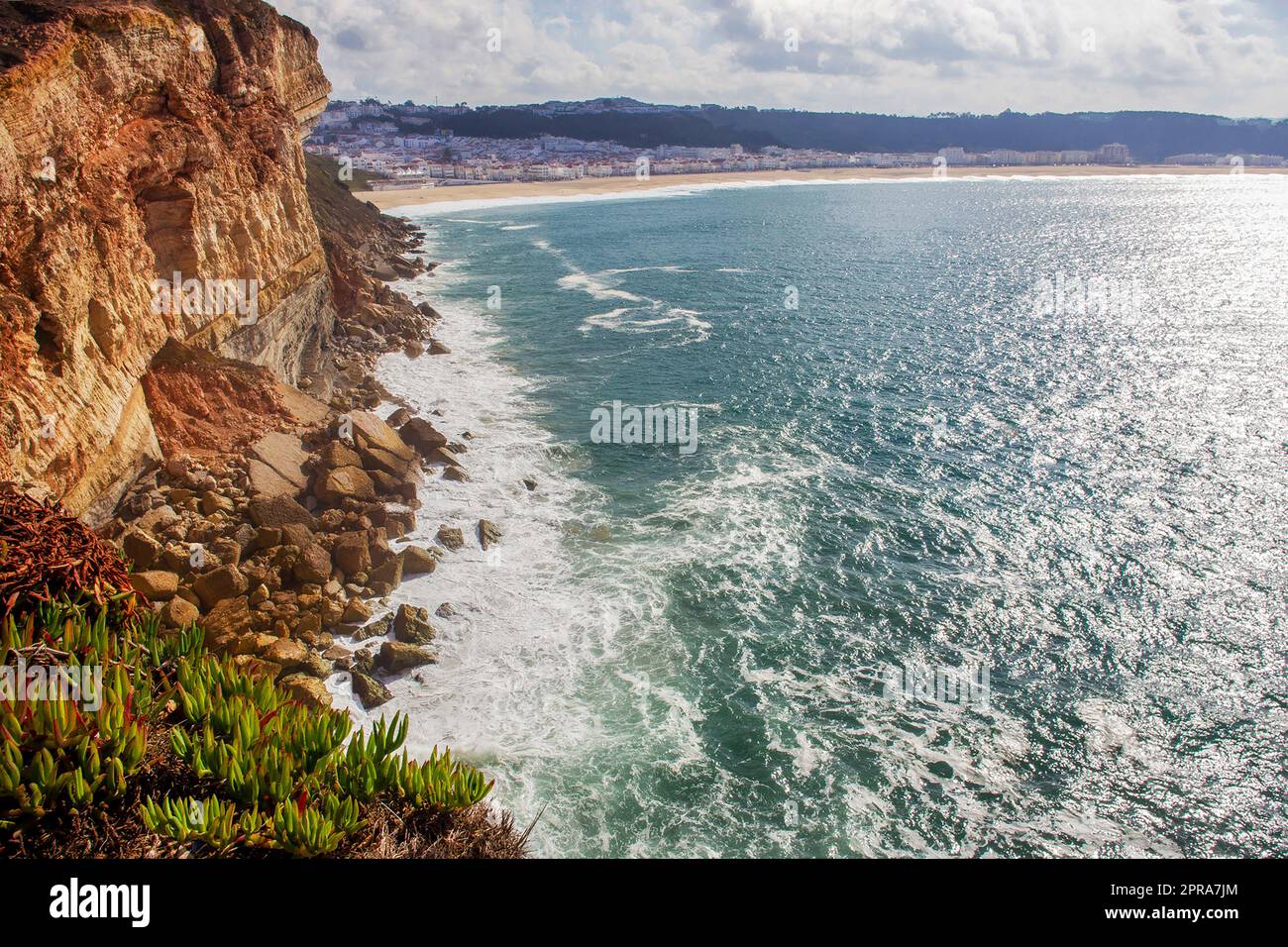 Hill with a steep drop next to Fort of San Miguel Archangel oin Nazare ...