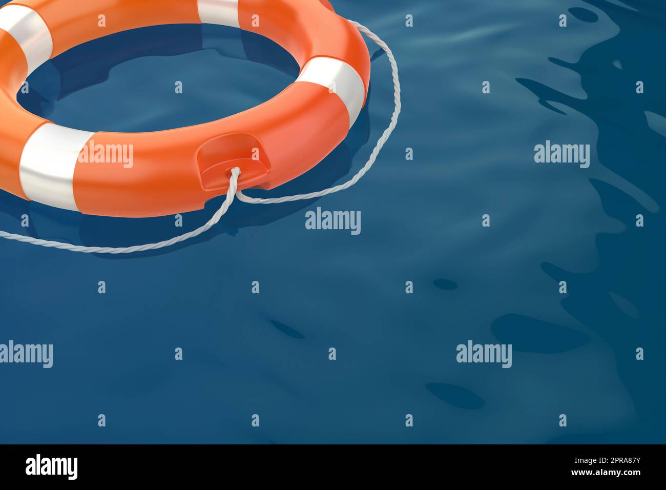 Orange lifebuoy ring in the ocean Stock Photo - Alamy