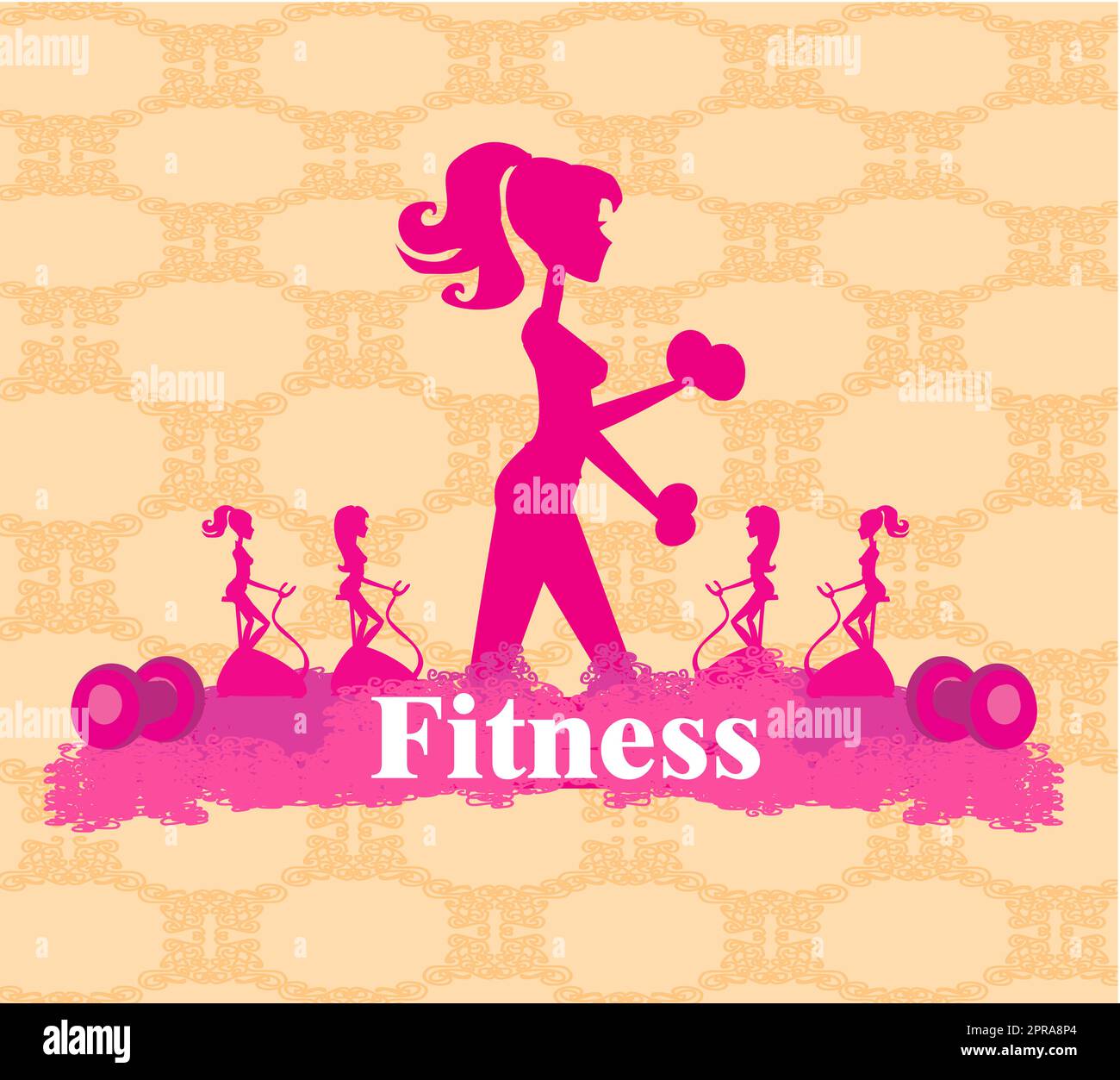 Abstract fitness girl training - poster background Stock Photo - Alamy