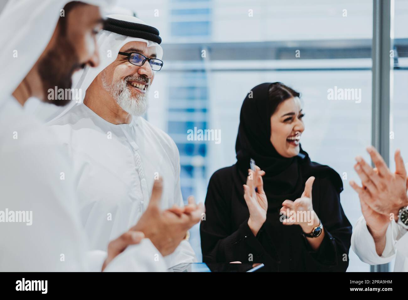 Group of middle-eastern corporate business people wearing traditional ...