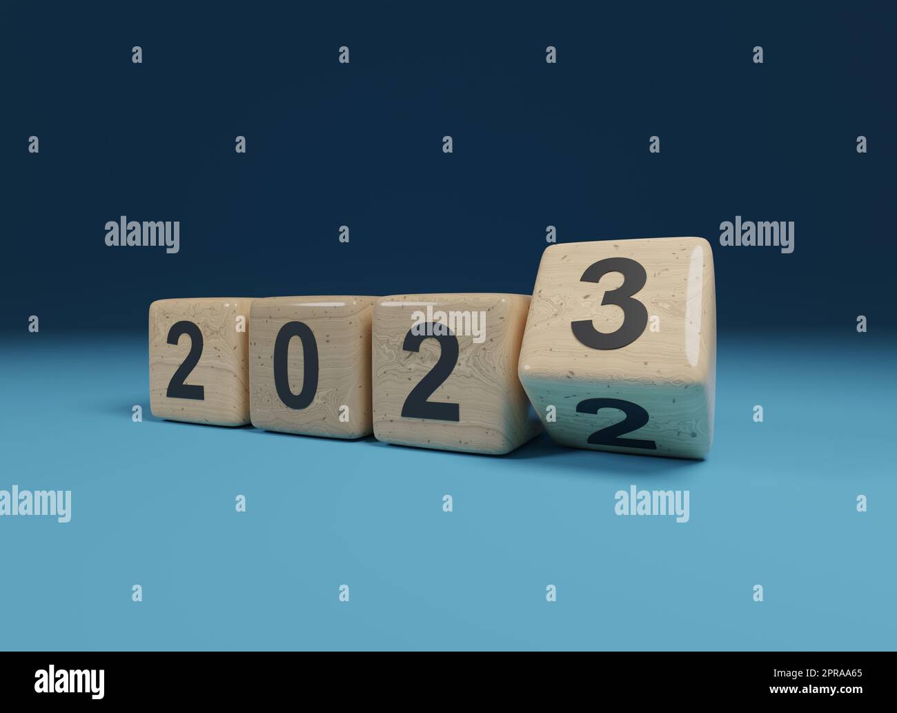 Flipping wooden cubes with the Year number 2022 and 2023, New Year ...