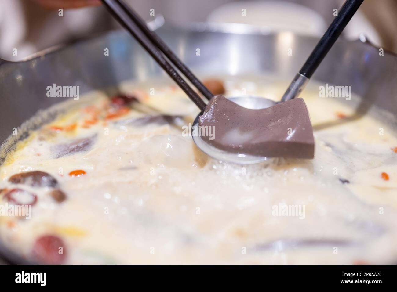 Spicy duck blood soup hot pot, Taiwanese cuisine Stock Photo - Alamy
