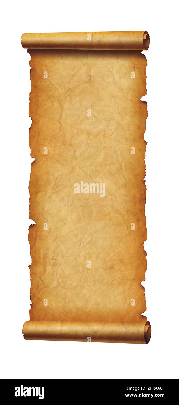 Old paper vertical banner. Parchment scroll isolated on white with ...