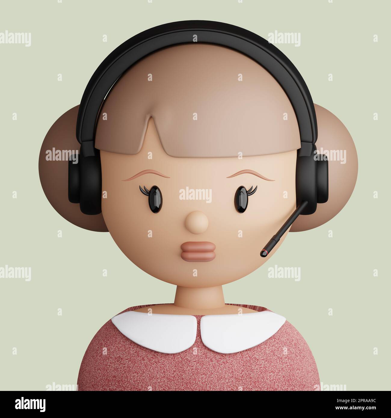 3D illustration of pretty woman.. Cartoon close up portrait of smiling ...