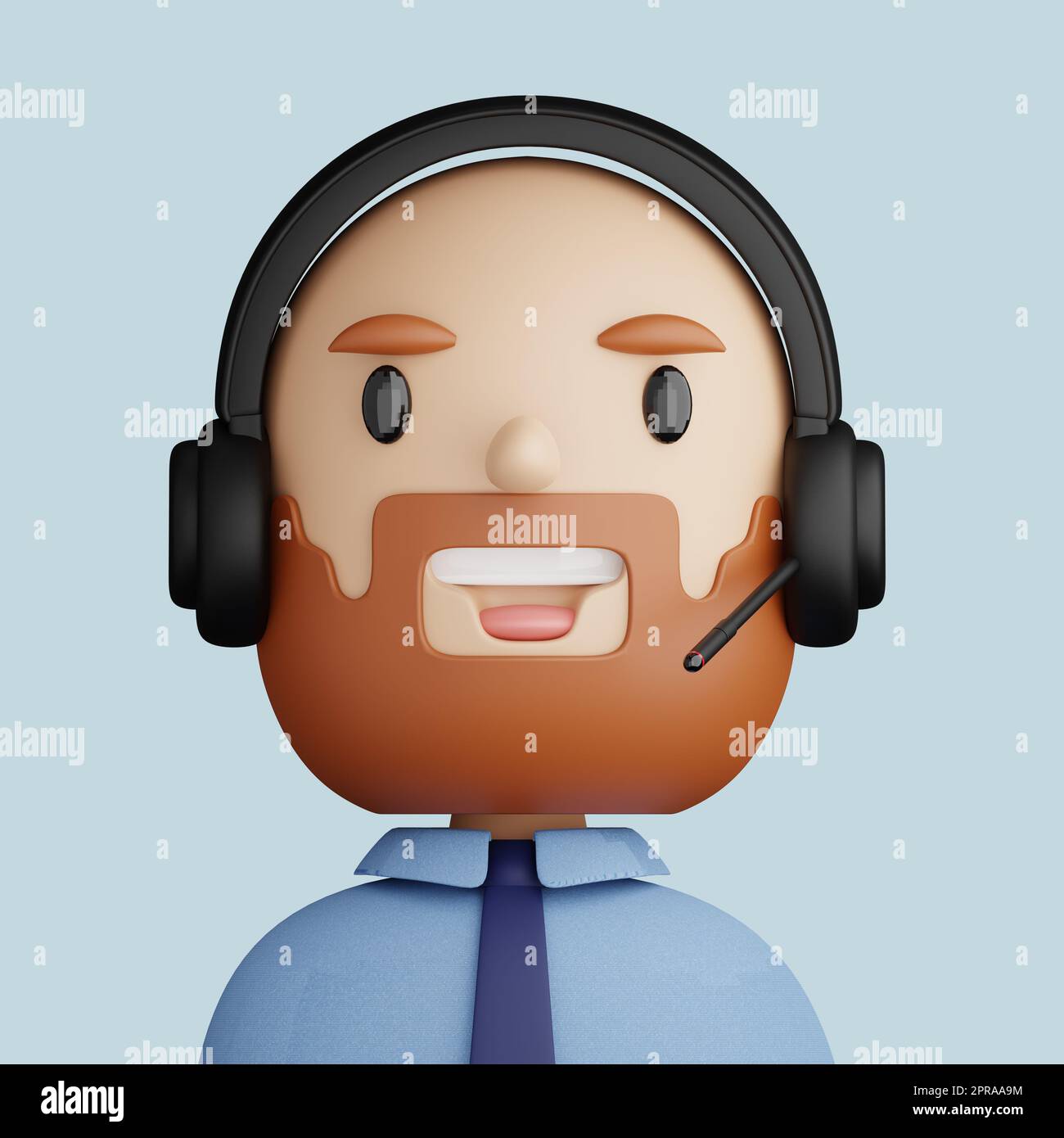 3D illustration of smiling man.. Cartoon close up portrait of smiling ...