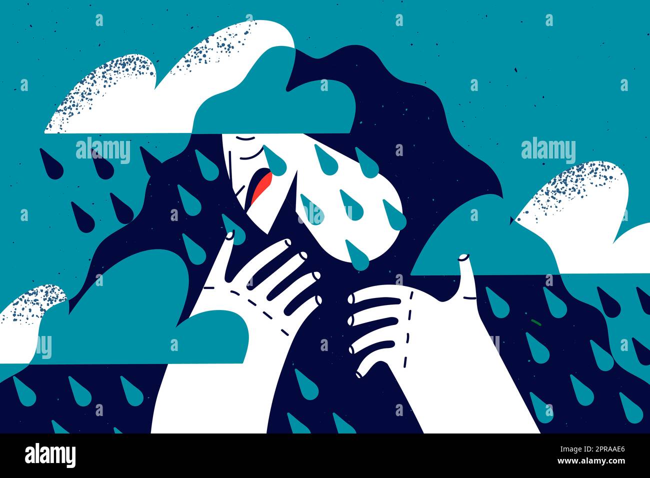 Unhappy woman crying suffer from depression or anxiety. Upset girl ...