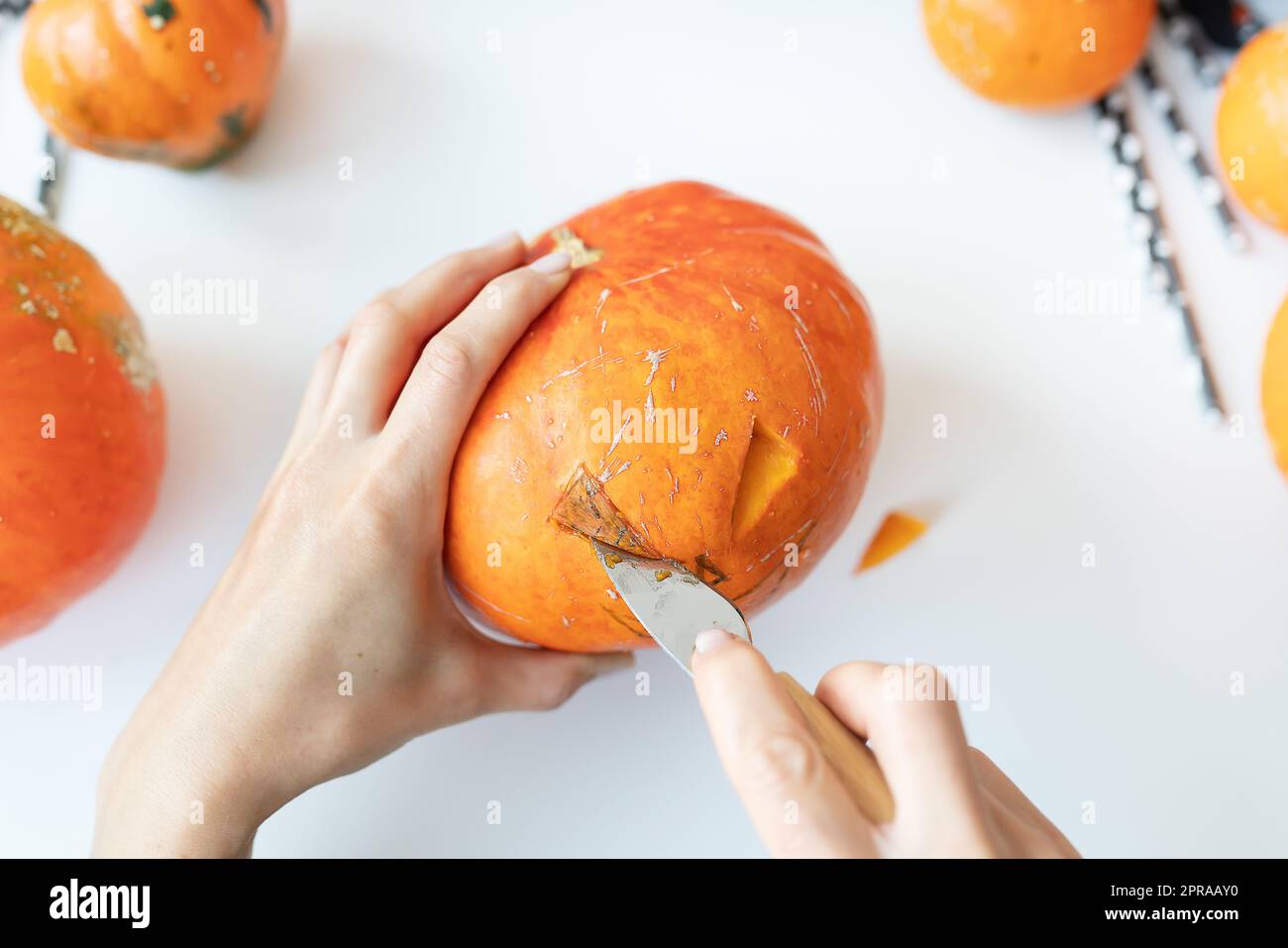 Halloween October 31st. The step-by-step process of carving a pumpkin ...