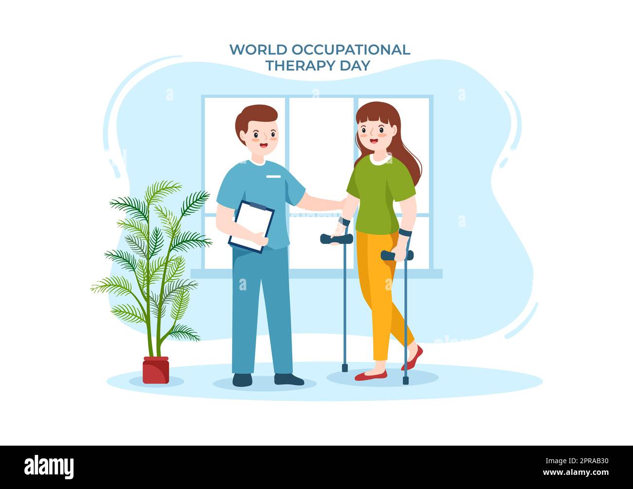 World Occupational Therapy Day Celebration Hand Drawn Cartoon Flat ...