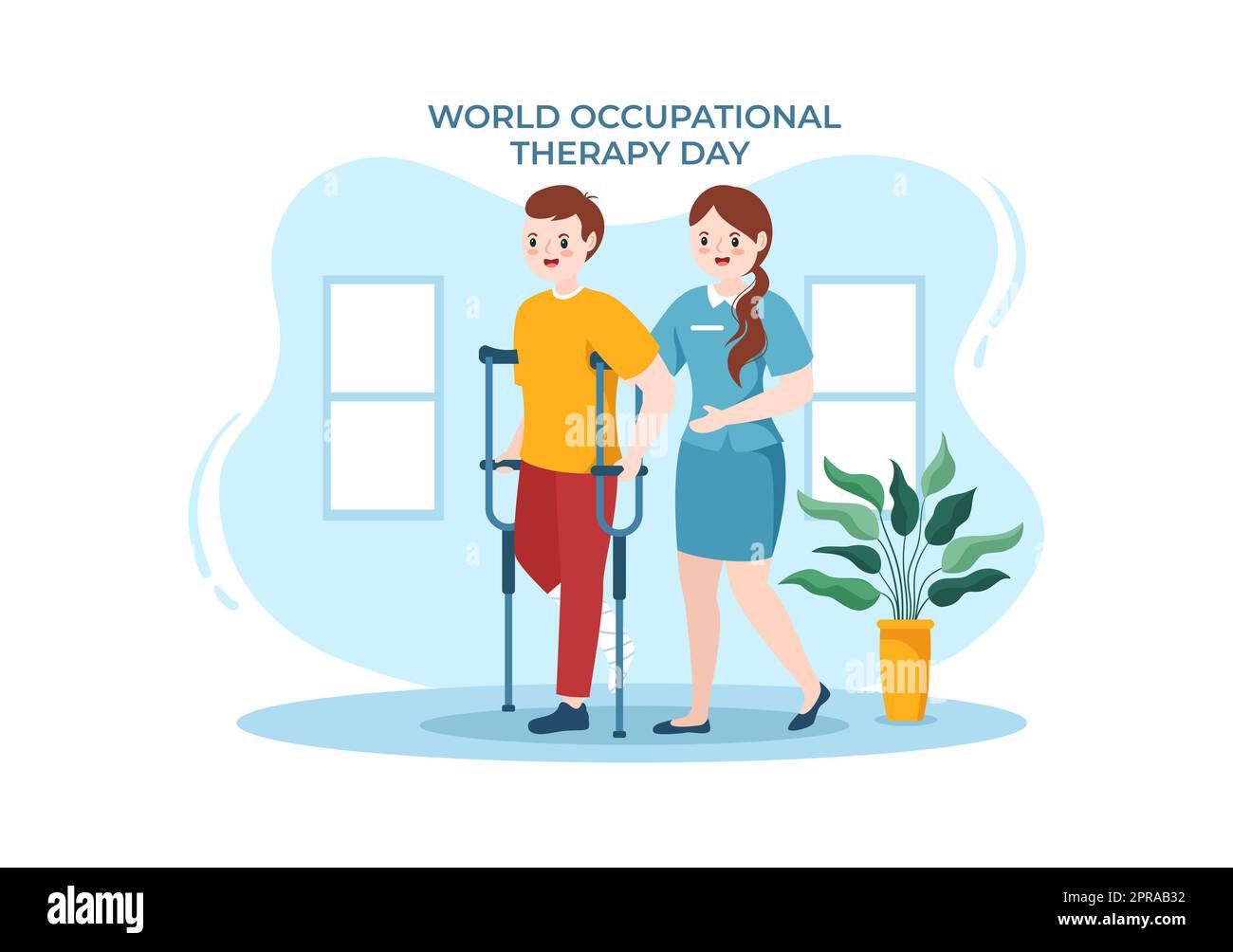 World Occupational Therapy Day Celebration Hand Drawn Cartoon Flat ...