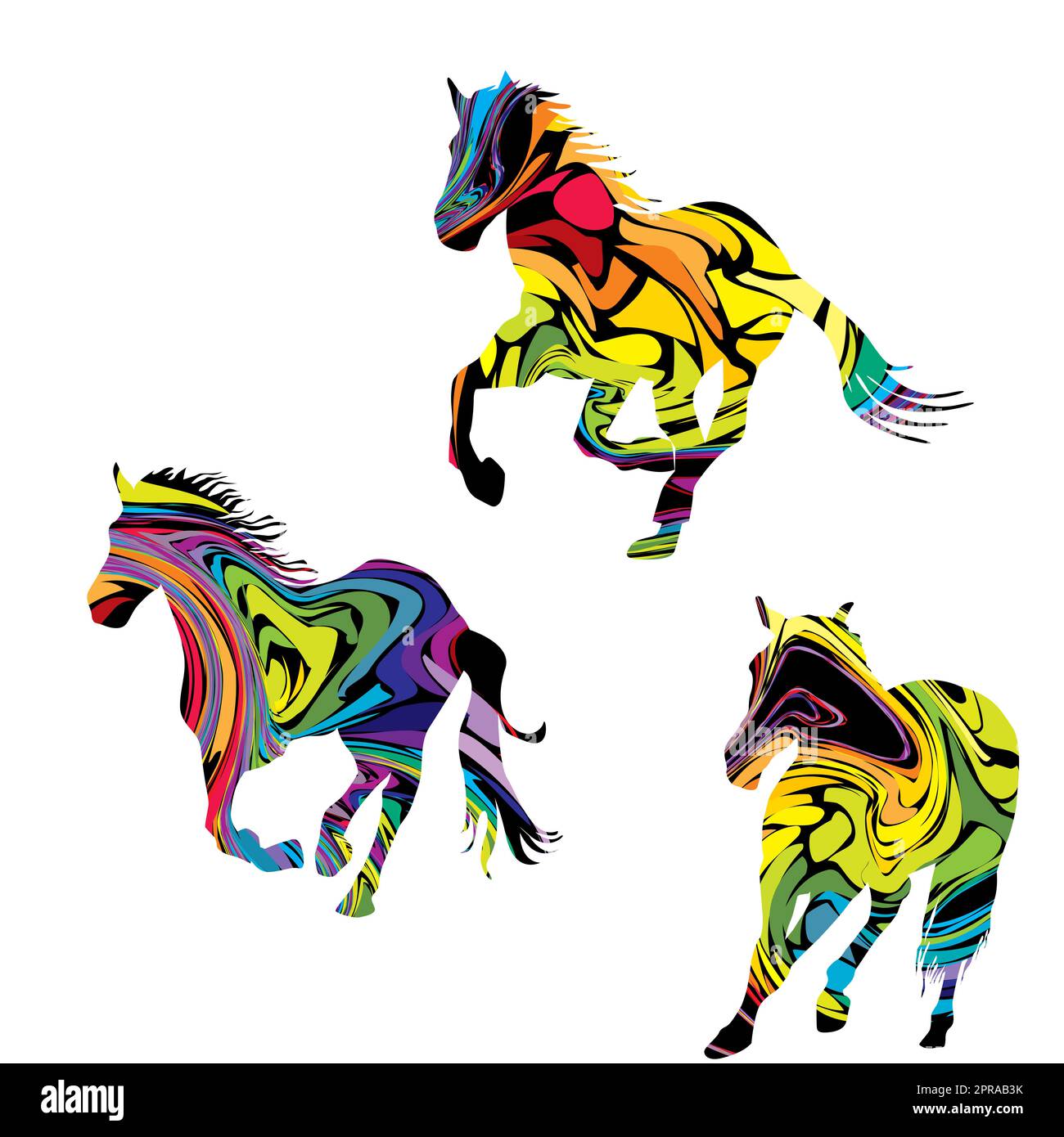 Colorful abstract silhouettes of three galloping horses Stock Photo - Alamy Colorful abstract silhouettes of three galloping horses Stock Photo - Alamy