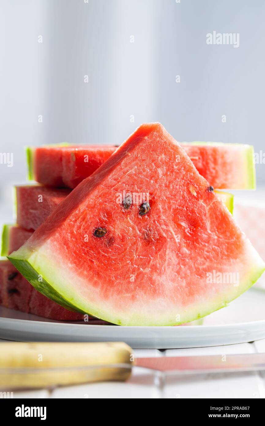 Half watermelon sliced plate hi-res stock photography and images - Alamy