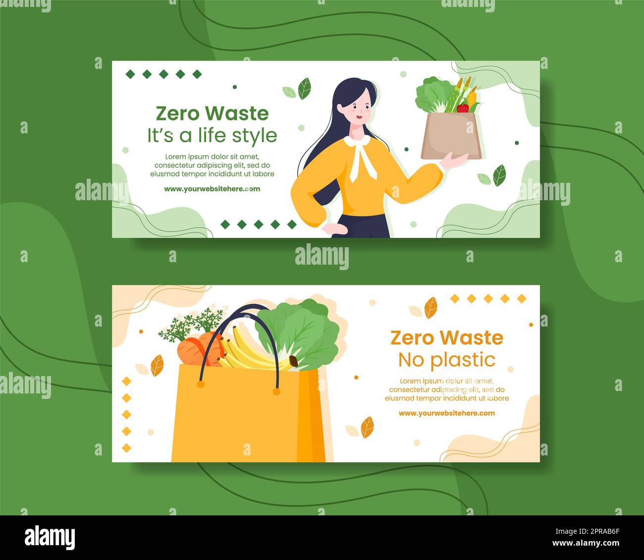 Zero Waste Horizontal Banner Template Hand Drawn Cartoon Flat ...