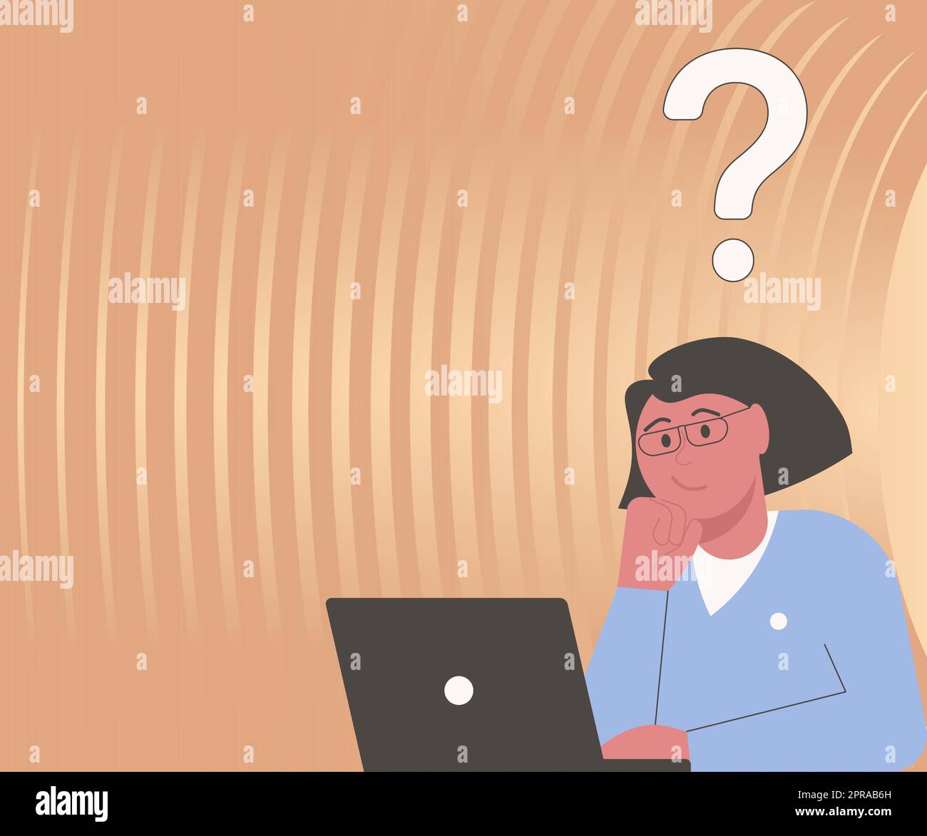 Lady Drawing Brainstorming New Solutions Surrounded With Question Marks ...