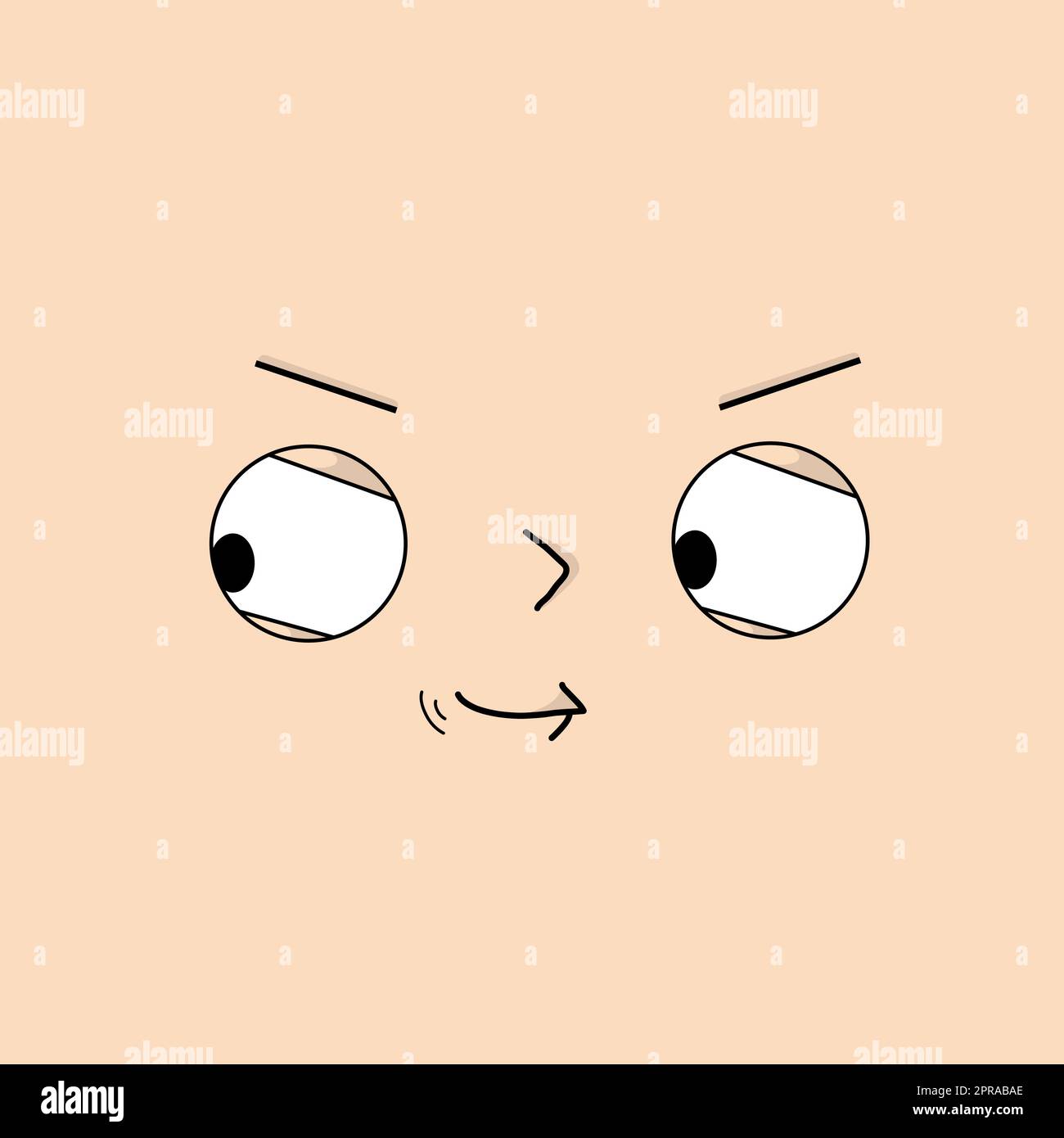 Pensive, sly face with expressive emotions - Vector illustration Stock ...