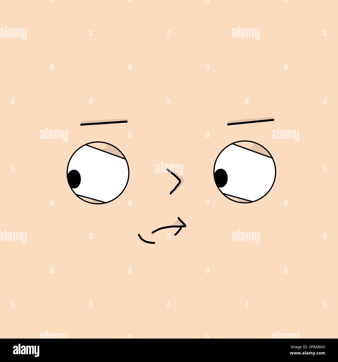 Pensive, sly face with expressive emotions - Vector illustration Stock ...