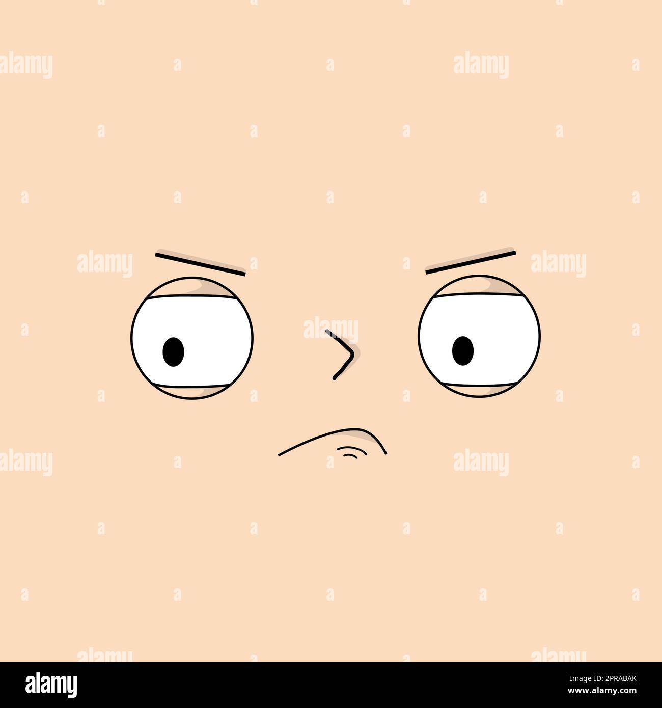 Pensive, sly face with expressive emotions - Vector illustration Stock ...