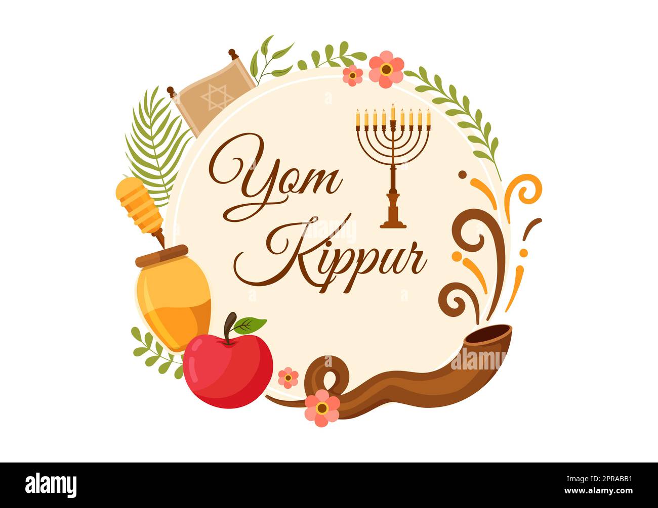 Yom Kippur Celebration Hand Drawn Cartoon Flat Illustration to Day of ...