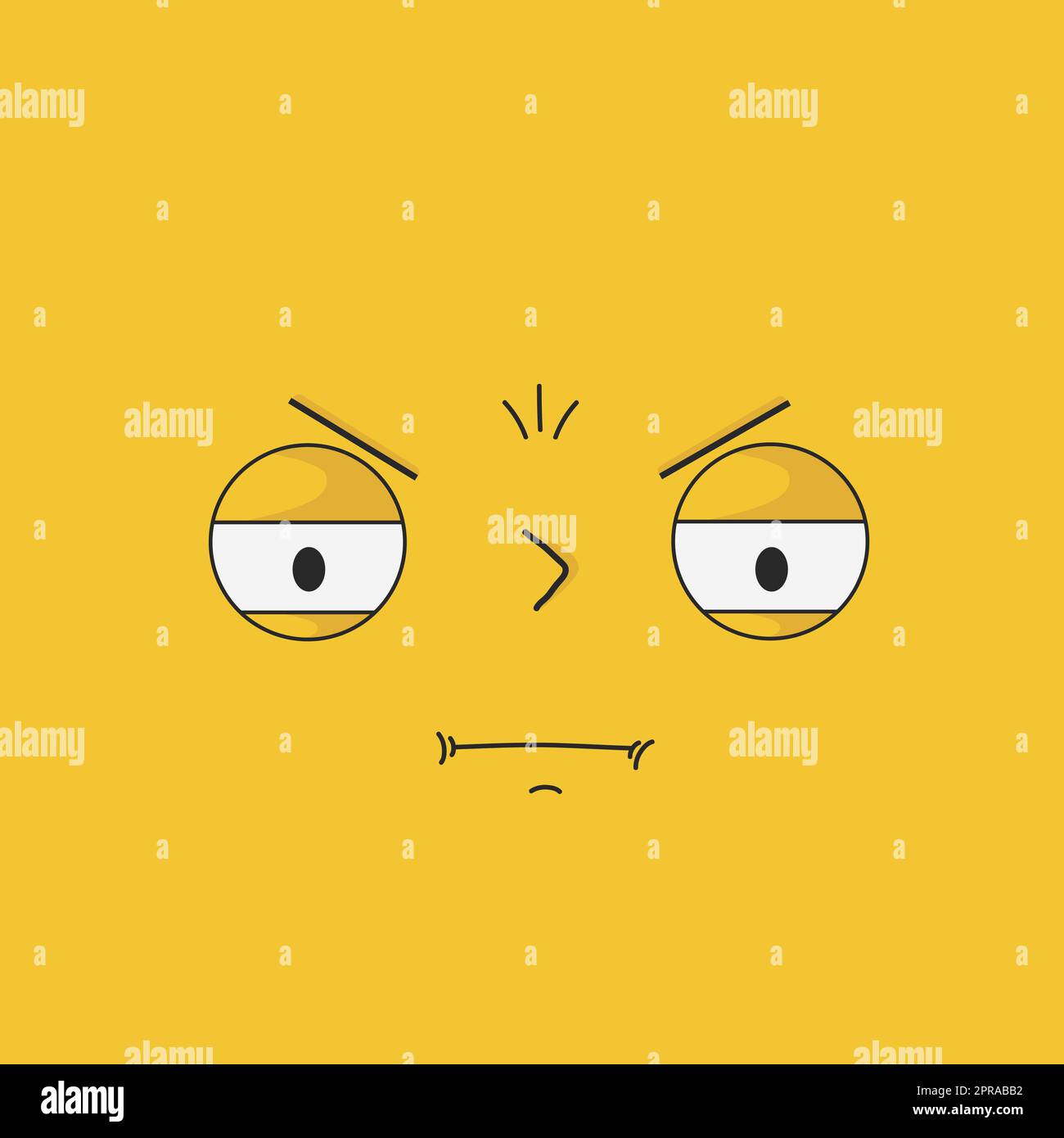 Angry, sullen face with expressive emotions - Vector illustration Stock ...