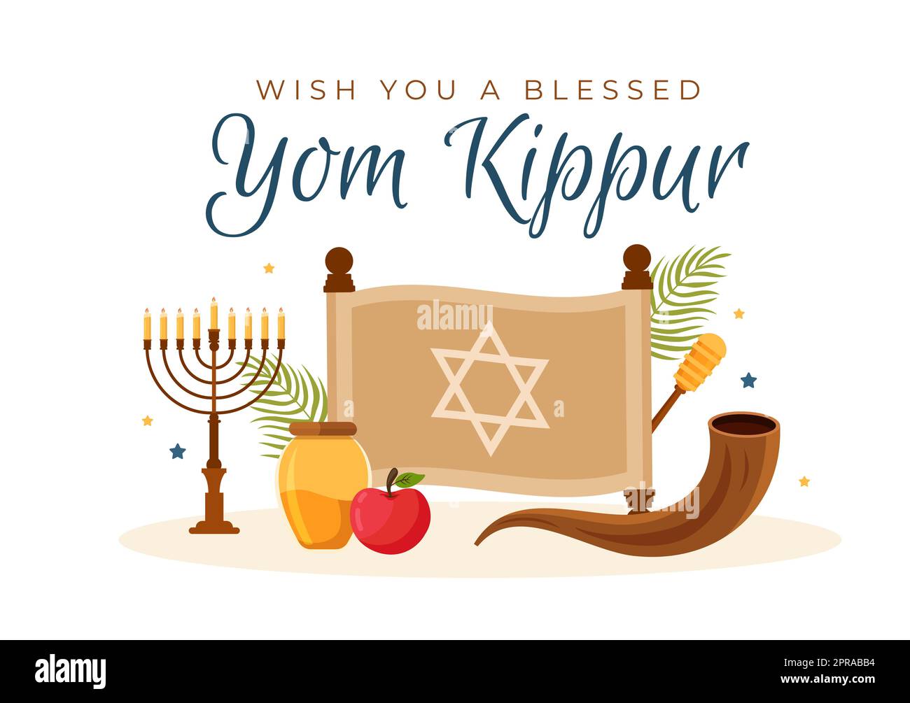 Yom Kippur Celebration Hand Drawn Cartoon Flat Illustration to Day of ...
