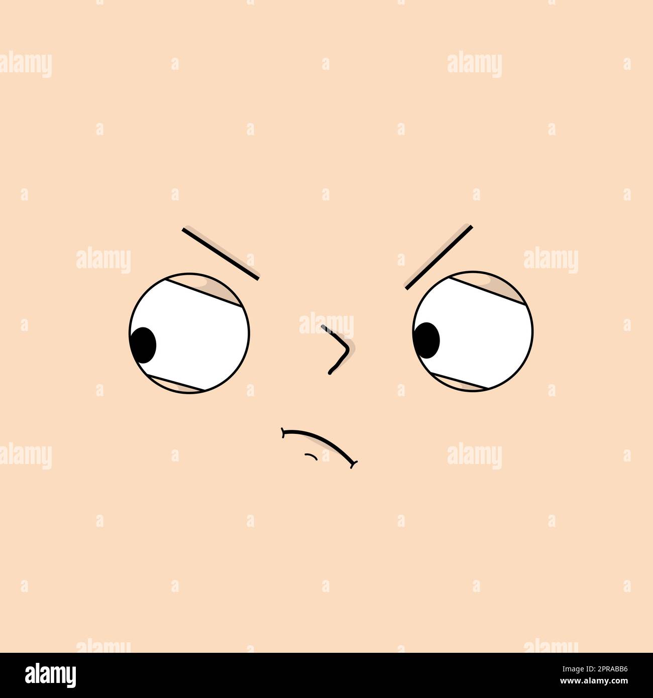 Pensive, sly face with expressive emotions - Vector illustration Stock ...