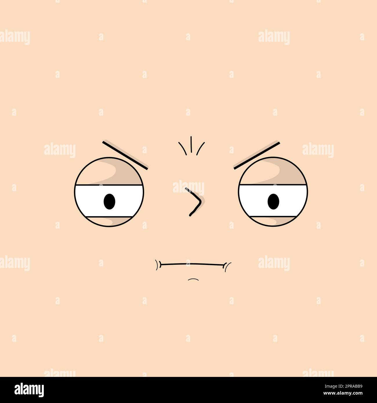 Angry, sullen face with expressive emotions - Vector illustration Stock ...